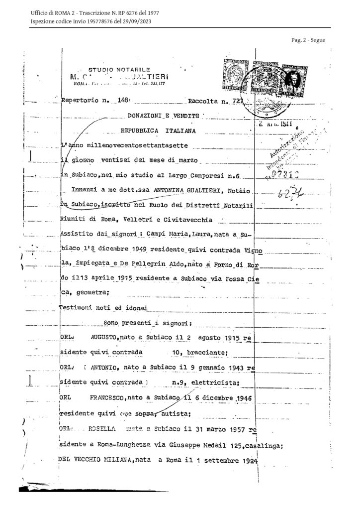 Atto notarile conservatoria - VisuraSI